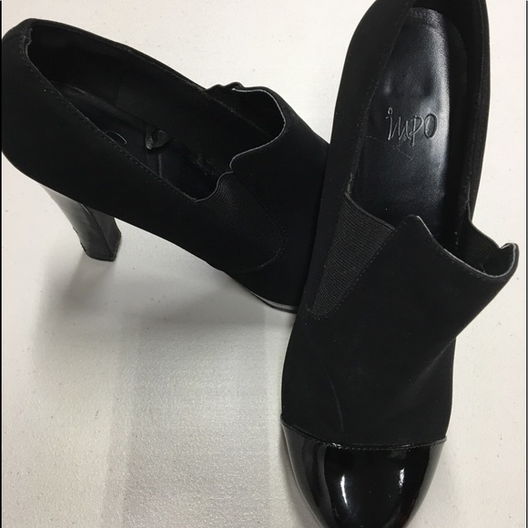 Impo | Shoes | Impo Stretch Black Suedepatent Leather Heeled Platfoom ...